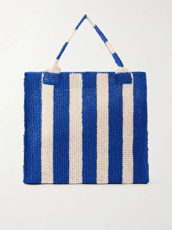 LOEFFLER RANDALL Sol Striped Raffia Tote - Blue