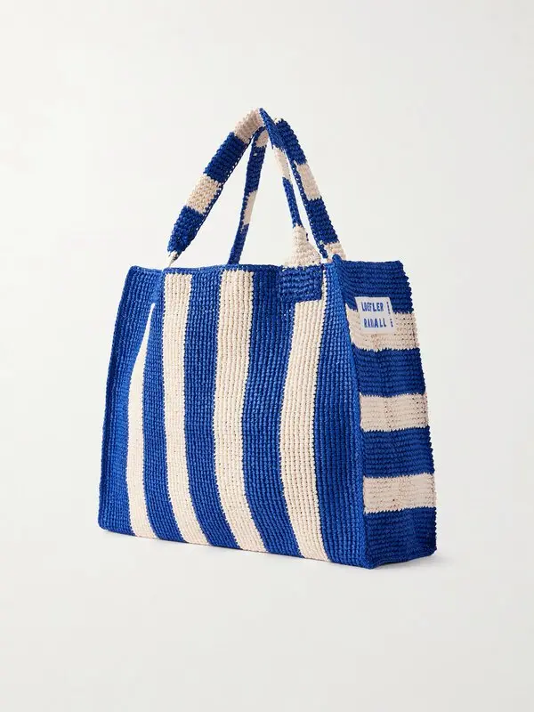 LOEFFLER RANDALL Sol Striped Raffia Tote - Blue