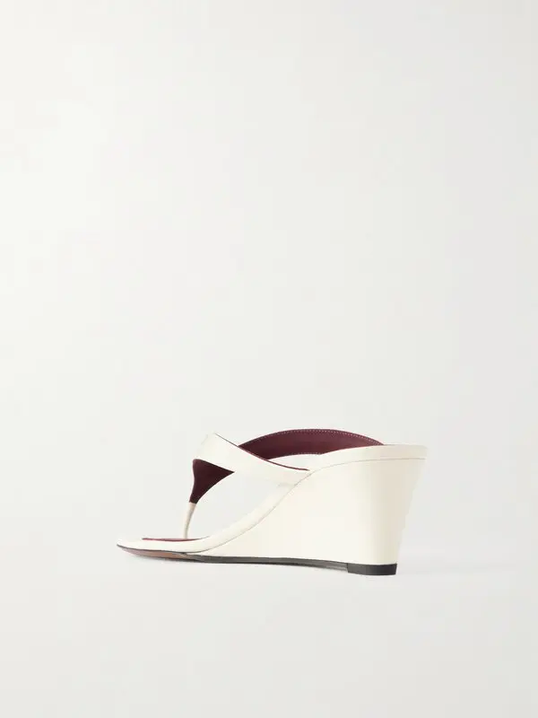 NEOUS Tercus 50 Leather Thong Wedge Sandals - Neutrals