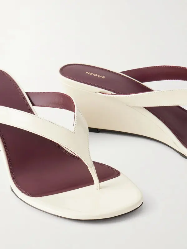 NEOUS Tercus 50 Leather Thong Wedge Sandals - Neutrals