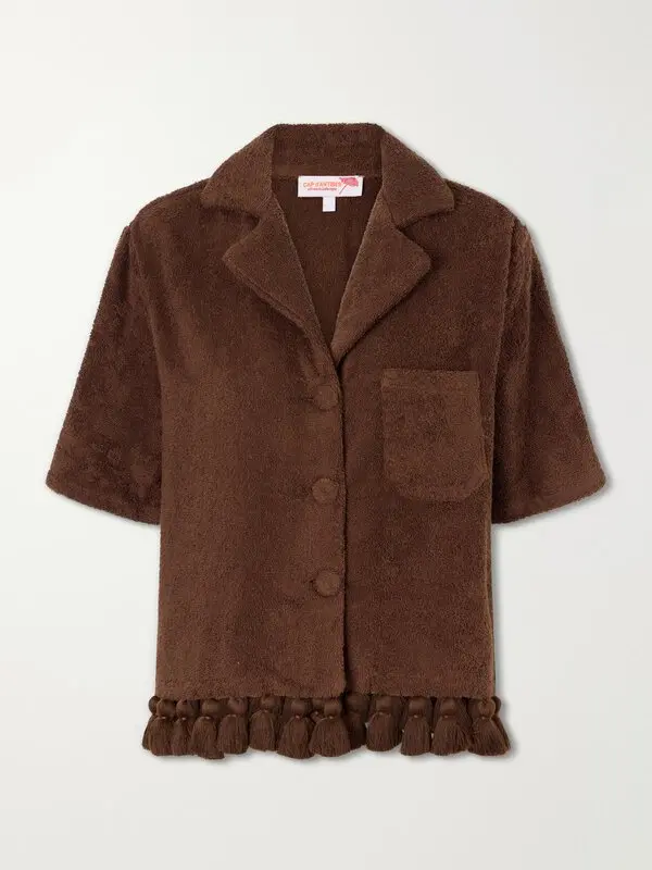 CAP D’ANTIBES Antonia Cotton-terry Shirt With Tassels