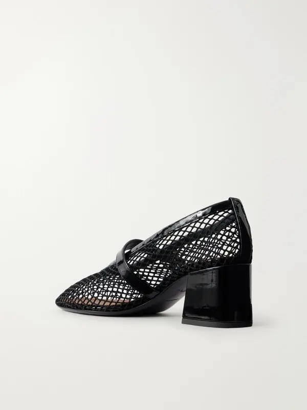 Alaïa Mesh Pumps With Patent Leather Trim - Black