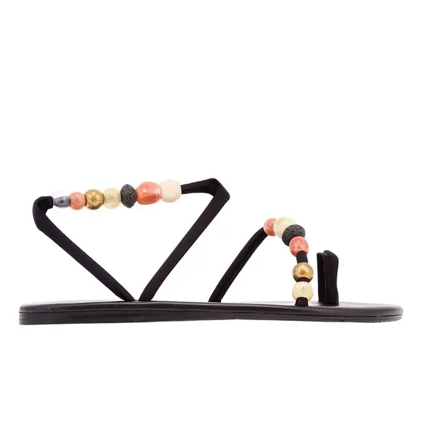 ANCIENT GREEK SANDALS Eleftheria Beads - Black
