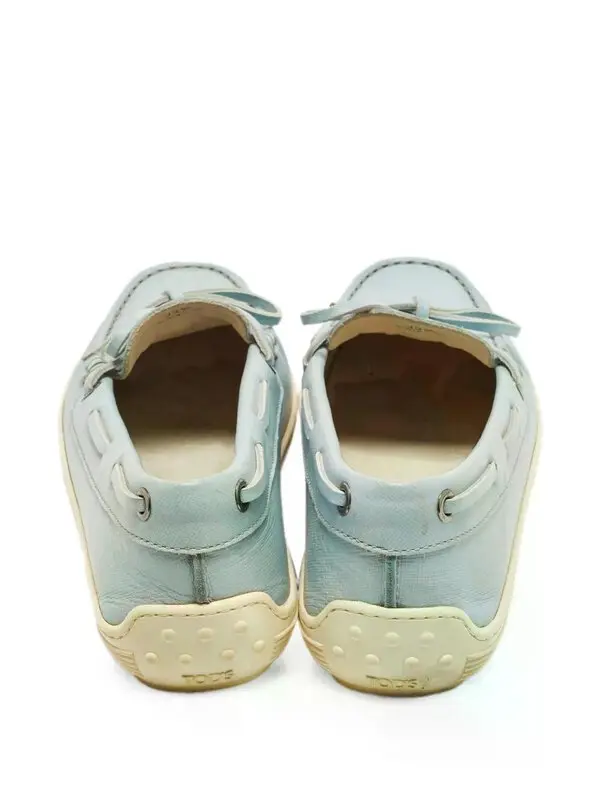 TOD'S Saffiano Leather Loafers With Bow Detailing - Blue
