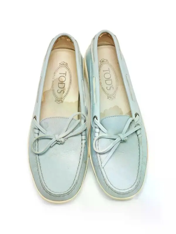 TOD'S Saffiano Leather Loafers With Bow Detailing