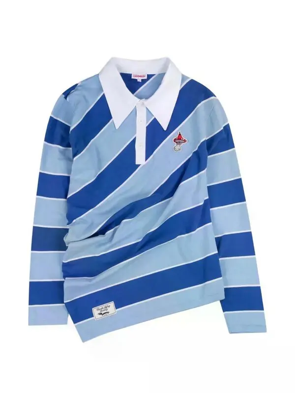 CHARLES JEFFREY Striped-pattern Polo Shirt - Blue