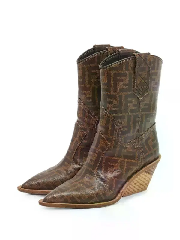 Fendi Zucca Pointed Toe Ankle Boots