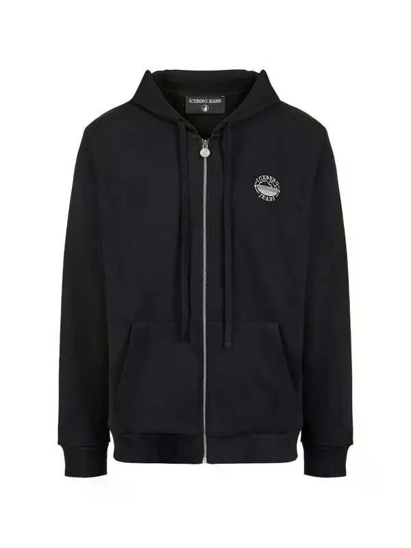 Iceberg Logo Print Zip-up Hoodie