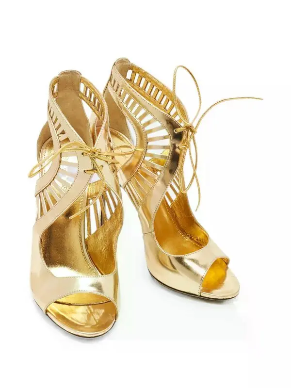 SERGIO ROSSI Tone Lace-up Leather Sandals