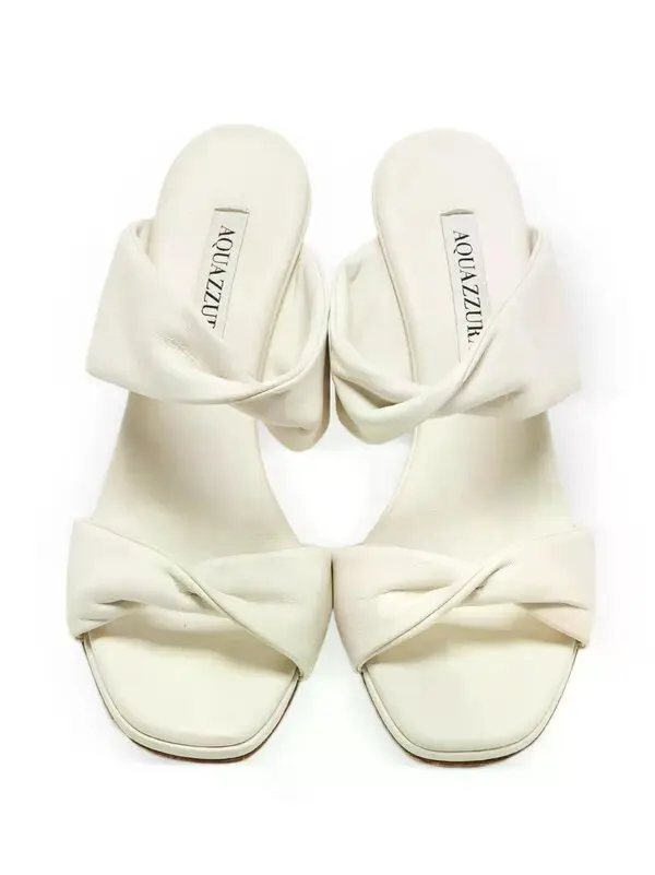 AQUAZZURA Leather Twist Detail Wedge Sandals - White