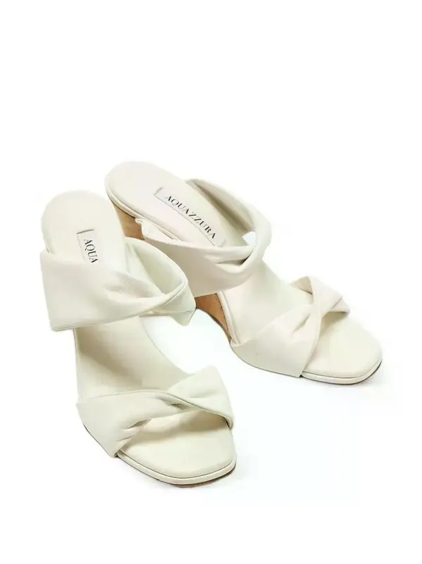 AQUAZZURA Leather Twist Detail Wedge Sandals - White