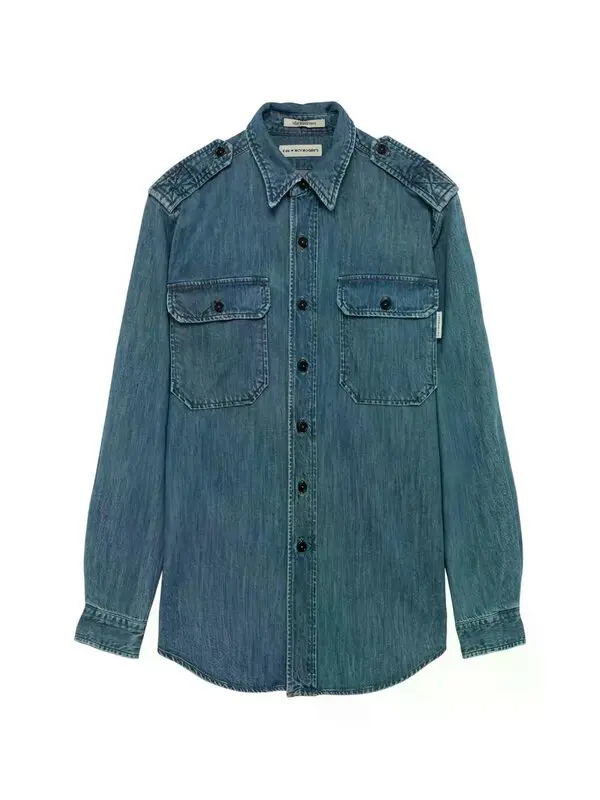 ROY ROGER'S X Eva Epaulette Denim Shirt - Blue