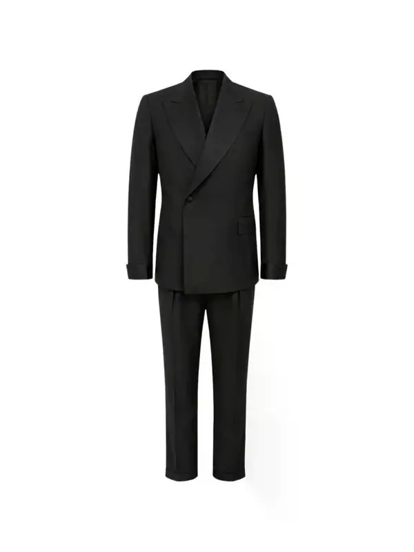 FRANZESE COLLECTION Double-breasted Satin-trim Suit - Black