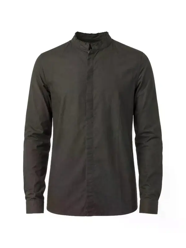 THOM KROM Raw-edge Band-collar Shirt - Grey