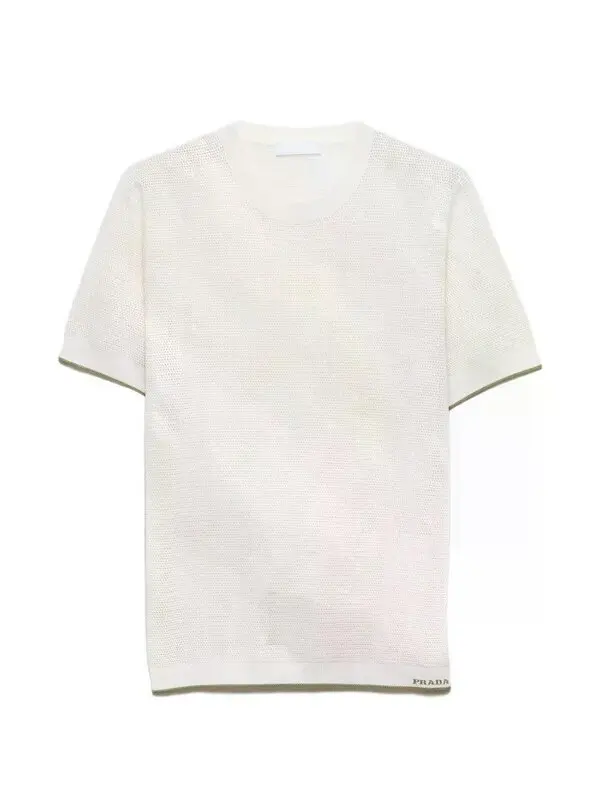 Prada Silk And Cotton Crew-neck Sweater - Neutrals