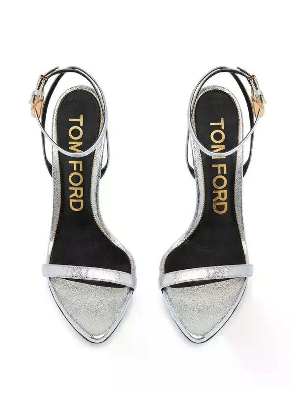 TOM FORD Metallic Padlock Detail Sandals - Silver