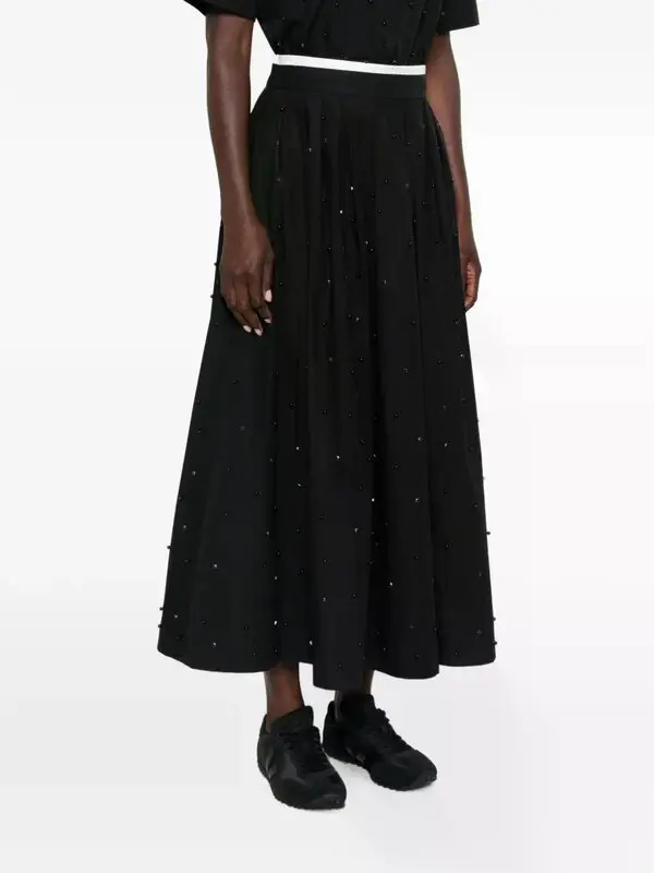 Maje Beaded Maxi Pleated Skirt