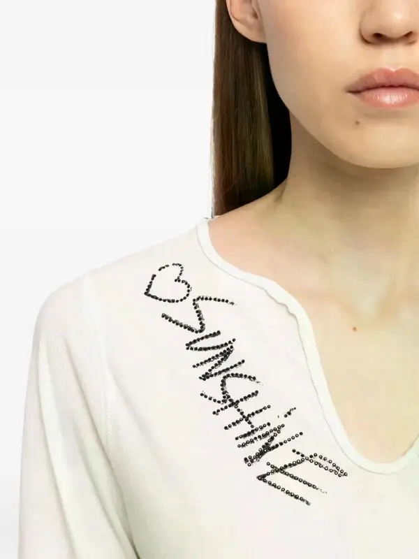 Zadig&Voltaire Happy Henley T-shirt With Rhinestone Embellishments