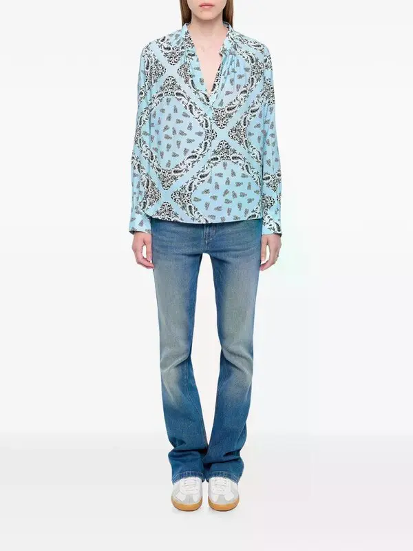 Zadig&Voltaire Tink" V-neck Printed Viscose Tunic - Blue