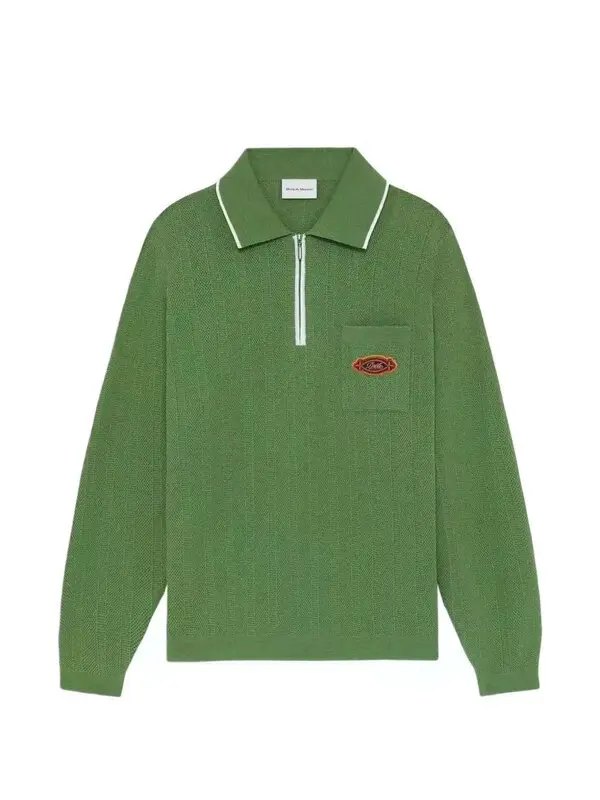 Drole De Monsieur Logo-patch Zip-up Polo Shirt - Green