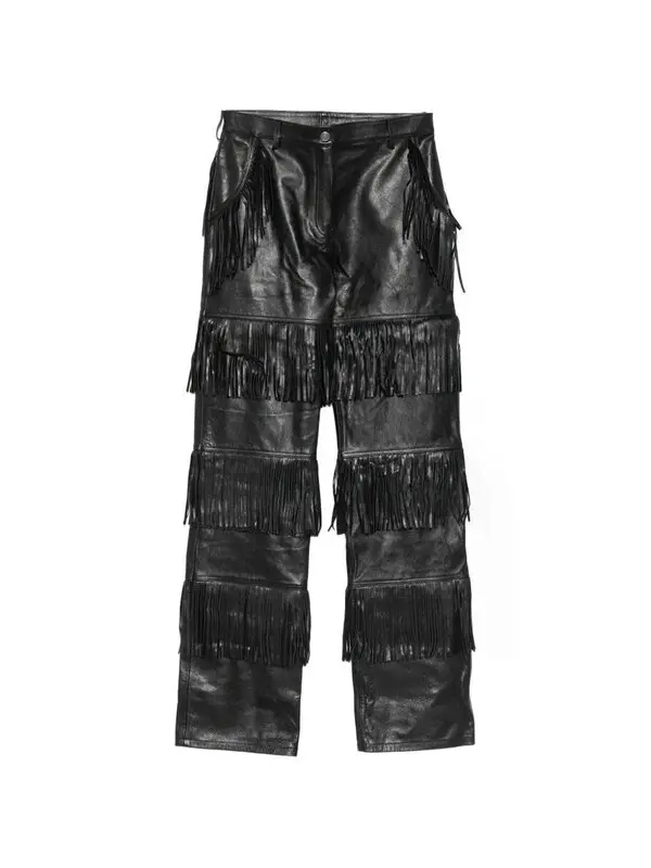 Martine Rose Leather Fringe Trousers - Black