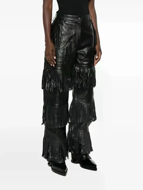 Martine Rose Leather Fringe Trousers