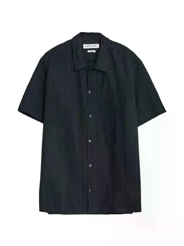 SAMSOE SAMSOE Avan Textured Short-sleeve Shirt - Blue