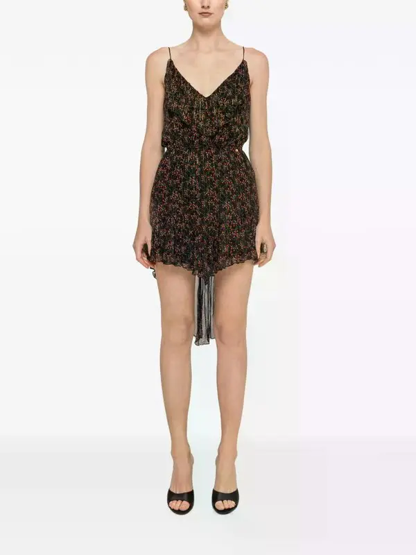 NISSA Printed Asymmetric Silk Mini Dress