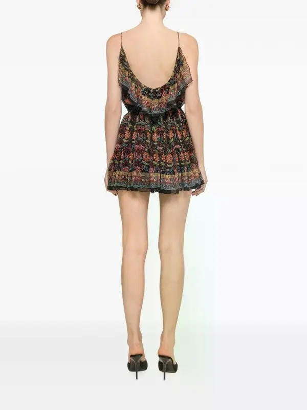 NISSA Floral Print Silk Mini Dress