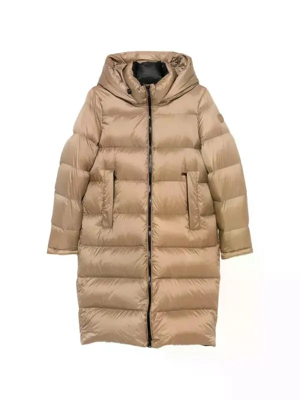 SERGIO MORETTI FIRENZE Zip-up Hooded Puffer Coat - Neutrals