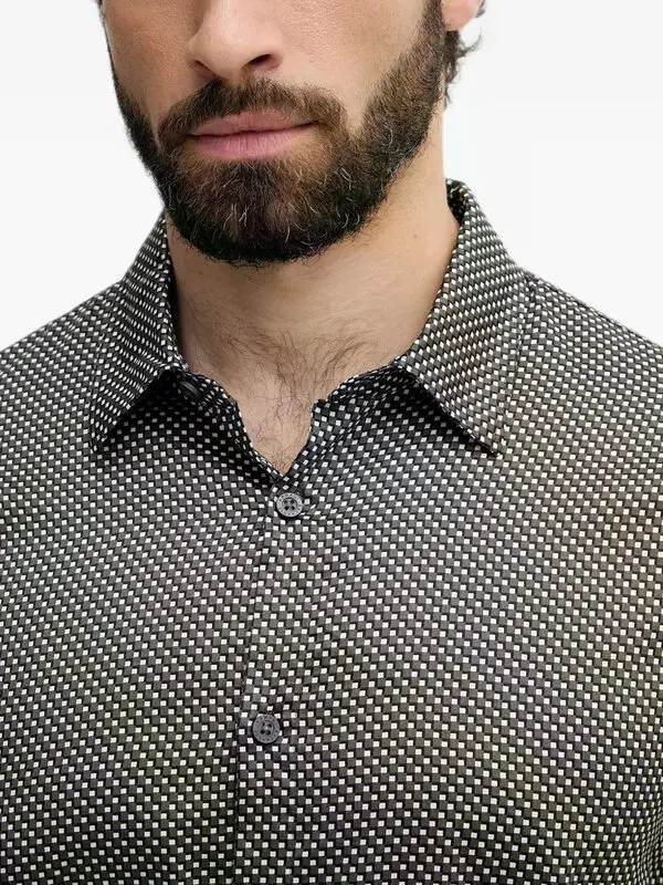 Armani Exchange Geometric-print Long-sleeve Shirt