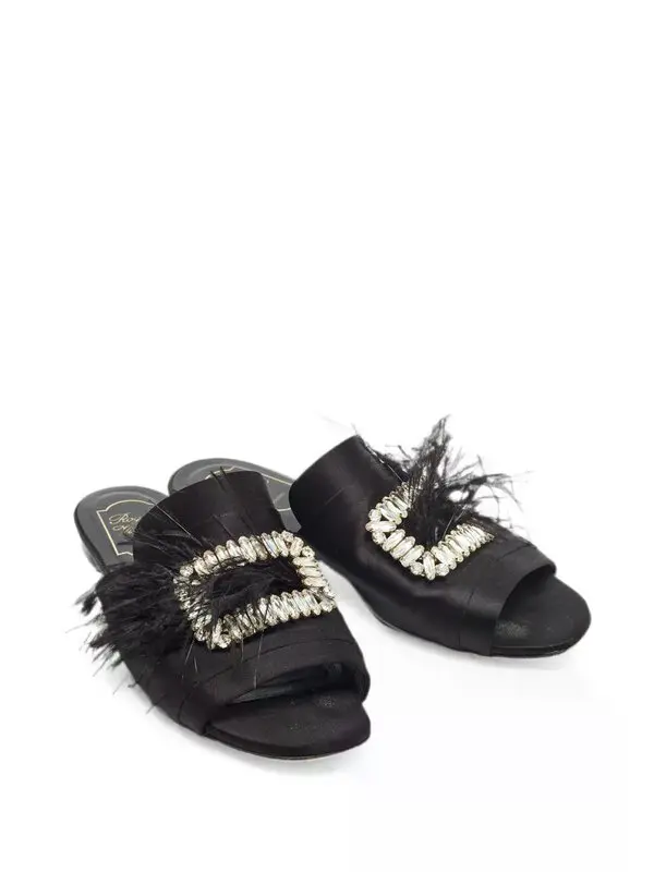 ROGER VIVIER Crystal-embellished Feather-trim Slides