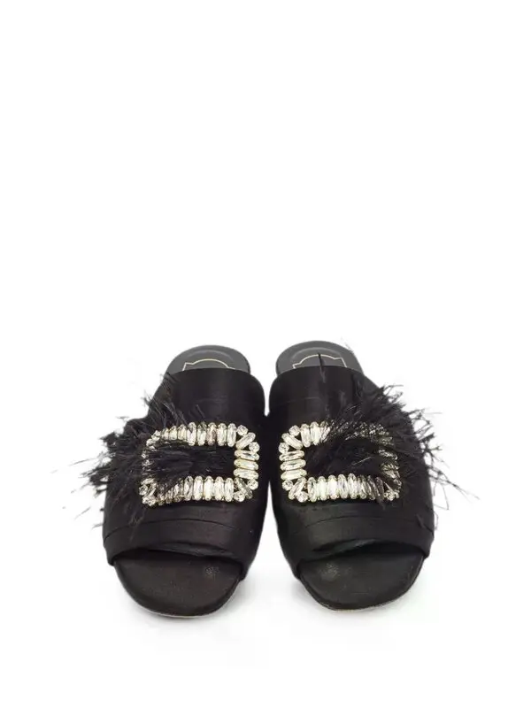 ROGER VIVIER Crystal-embellished Feather-trim Slides