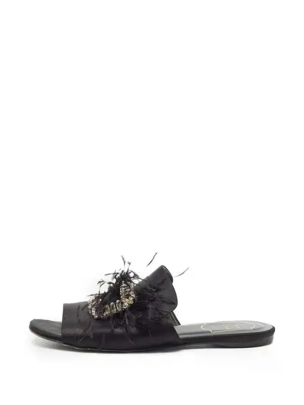 ROGER VIVIER Crystal-embellished Feather-trim Slides