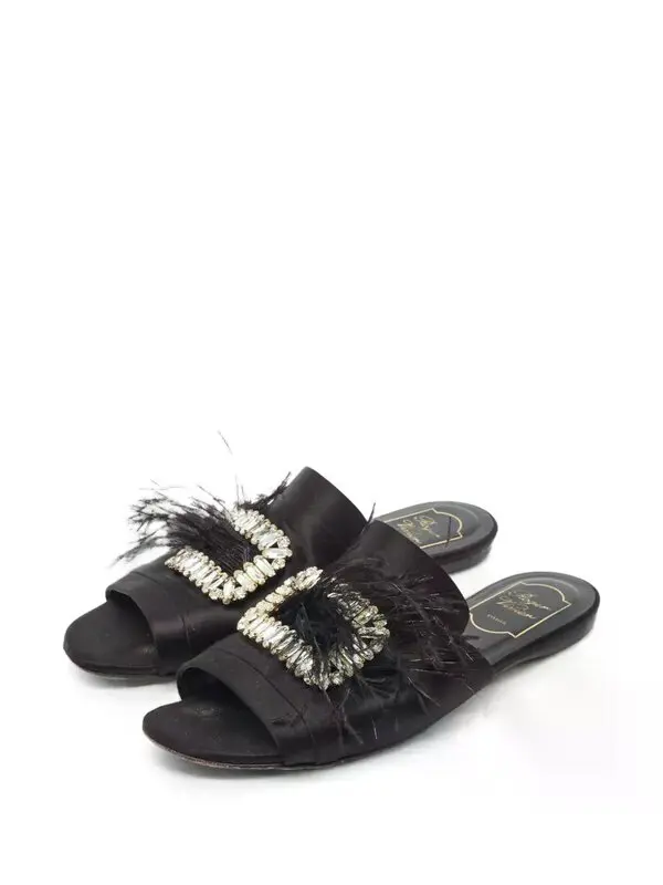ROGER VIVIER Crystal-embellished Feather-trim Slides