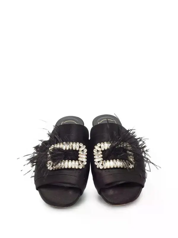 ROGER VIVIER Crystal-embellished Feather-trim Slides