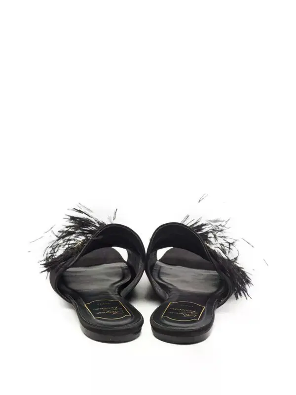 ROGER VIVIER Crystal-embellished Feather-trim Slides