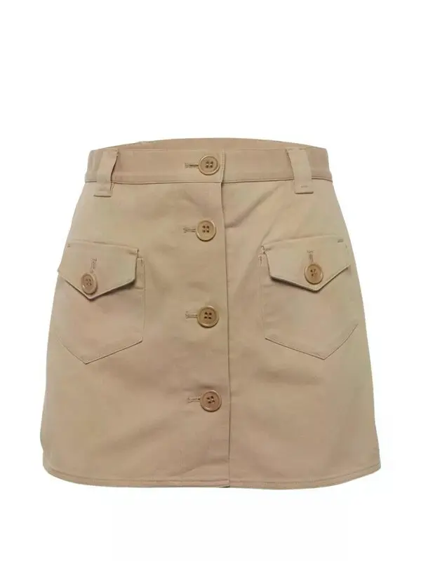 Red Valentino Beige Gabardine Button-front Shorts