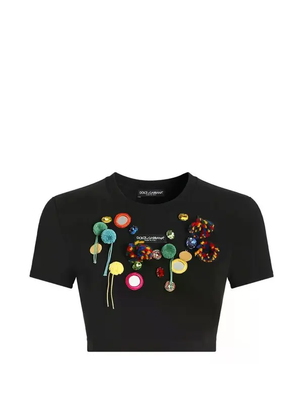 Dolce & Gabbana Jersey T-shirt With Appliqu - Black