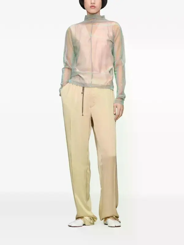 MAISON MARGIELA Shimmer-knit Mesh Long-sleeve T-shirt - Green