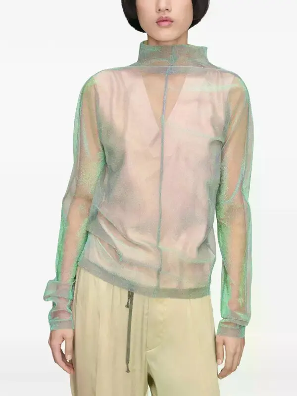 MAISON MARGIELA Shimmer-knit Mesh Long-sleeve T-shirt