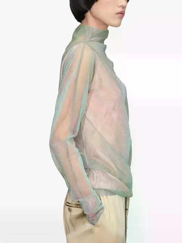 MAISON MARGIELA Shimmer-knit Mesh Long-sleeve T-shirt