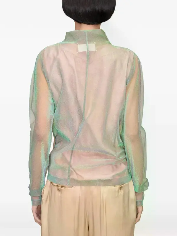 MAISON MARGIELA Shimmer-knit Mesh Long-sleeve T-shirt