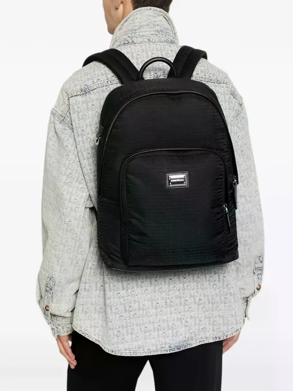 Emporio Armani Logo Plaque Backpack - Black