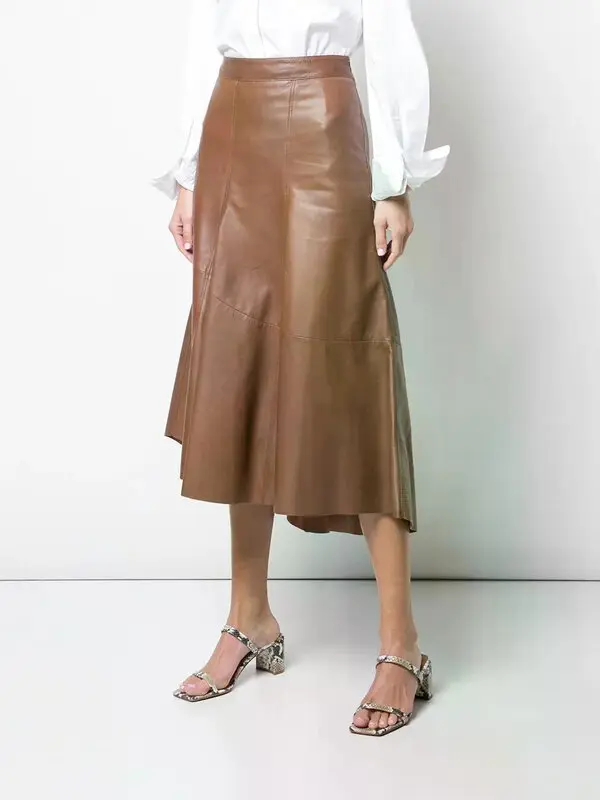 Brunello Cucinelli Asymmetric Leather Skirt