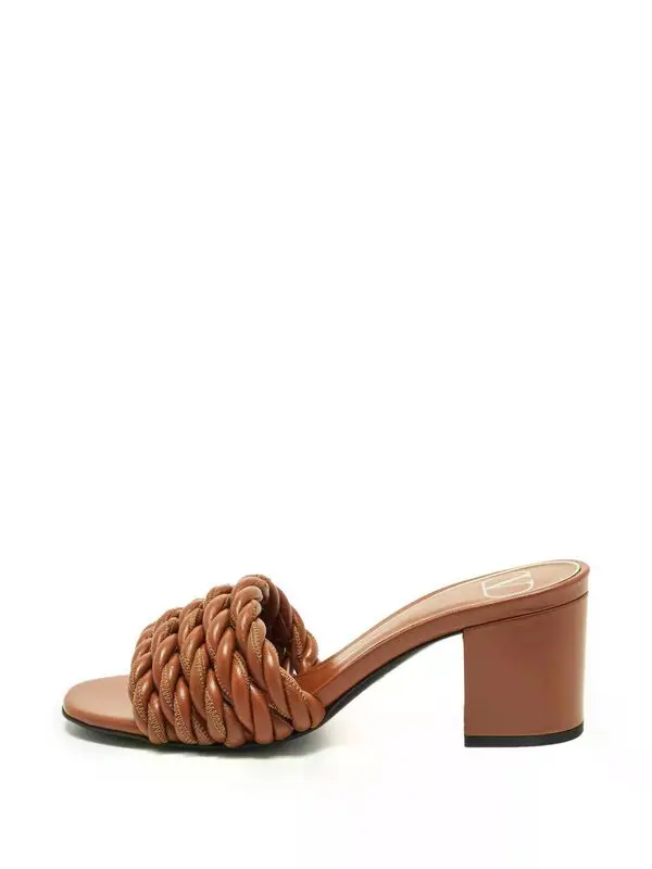 Valentino Garavani Twisted Rope Leather Heeled Sandals - Brown