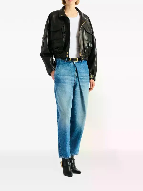 Balmain Multi-pocket Leather Bomber Jacket