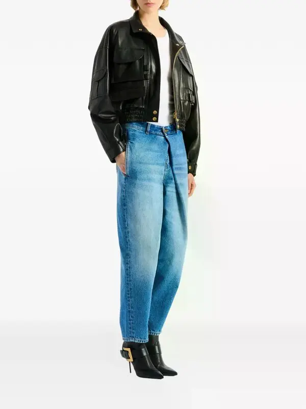Balmain Multi-pocket Leather Bomber Jacket