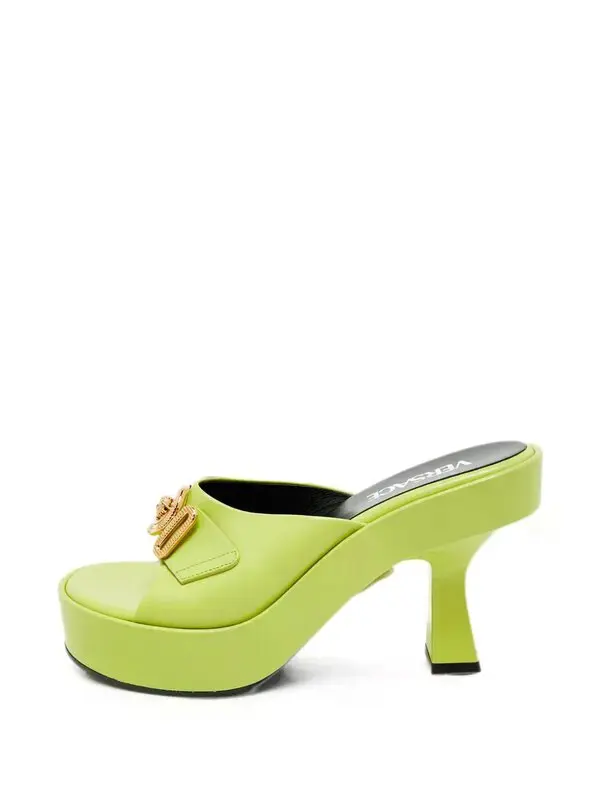 Versace Biggie Leather Platform Sandals - Green