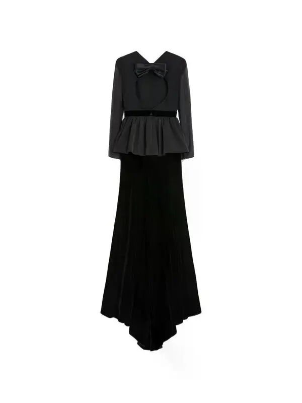 Valentino Garavani Sablé Velvet Long Dress With Duchesse Bow Detail